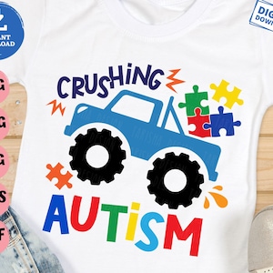 Crushing Autism Monster Truck Svg, Autism Awareness Day Svg, Kids ...