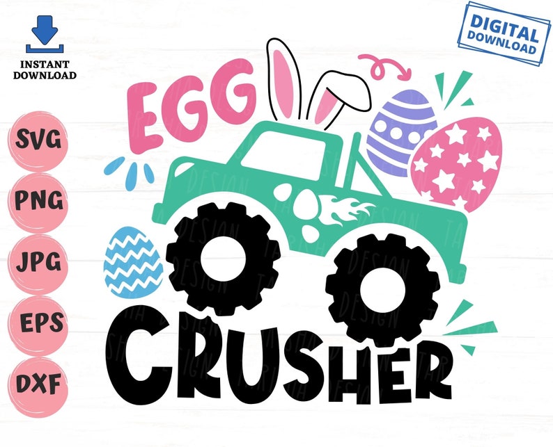 Monster Truck With Easter Egg Svg Egg Crusher Svg Boy Easter - Etsy