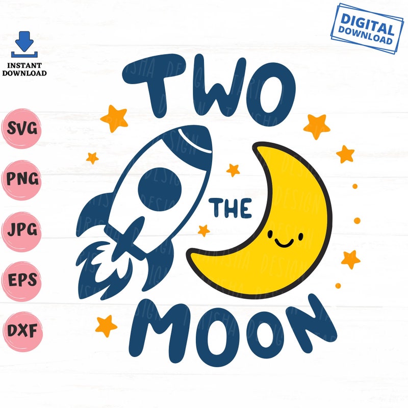 Two the Moon Svg - Etsy