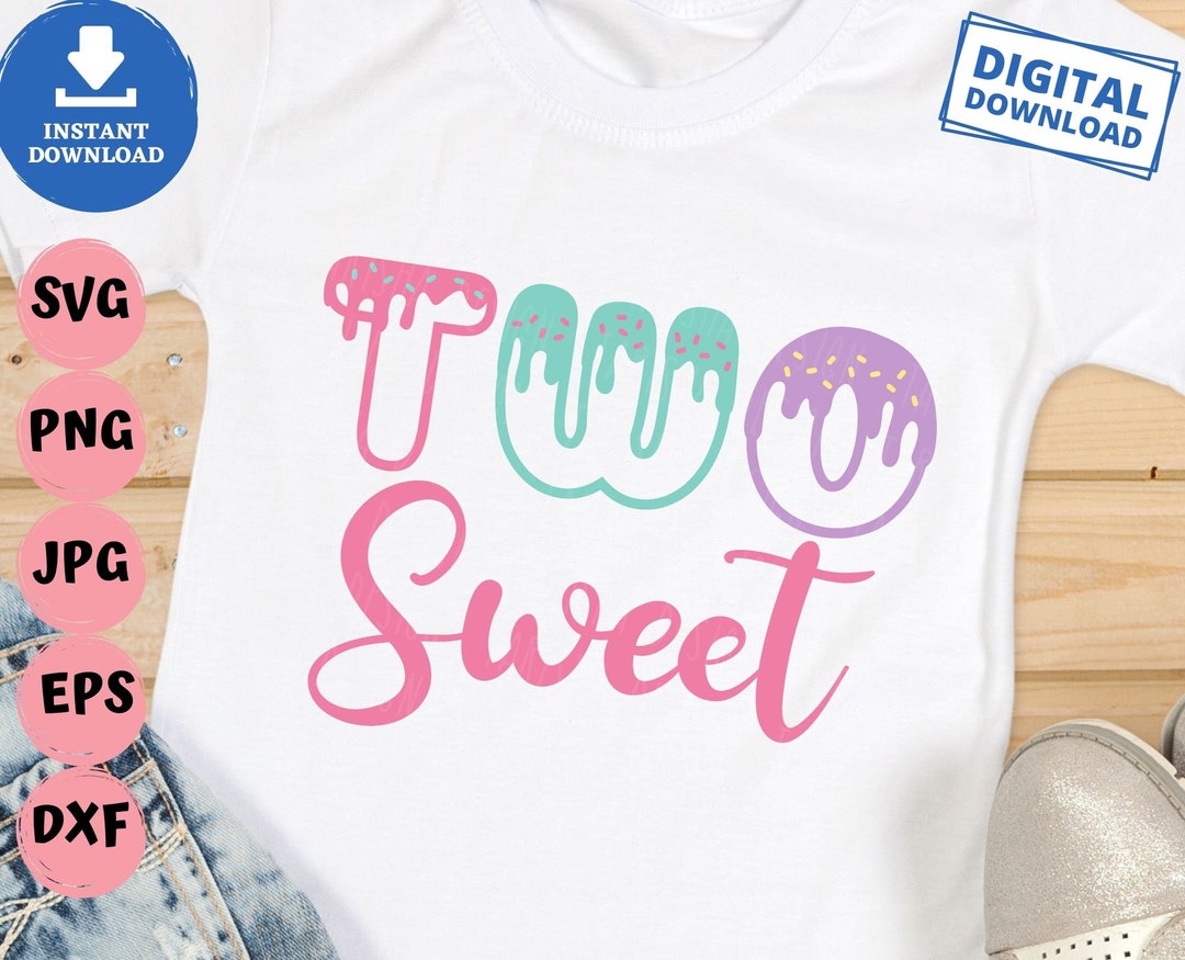 Two Sweet Svg, Girl 2nd Birthday Svg, Baby Girl Birthday Donut Svg ...