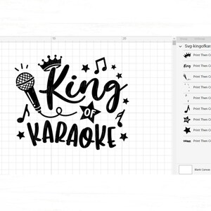 King of Karaoke Svg, King of Karaoke With Microphone and Musical Notes ...