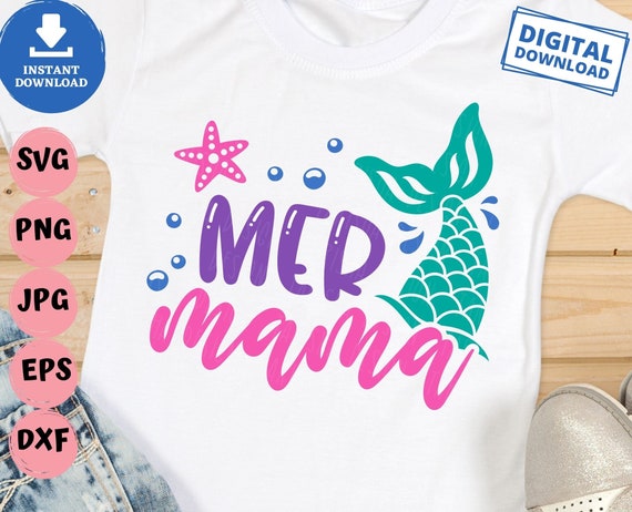 Mer Mama Svg Mer Mama With Mermaid Tail Svg Matching Mermaid - Etsy