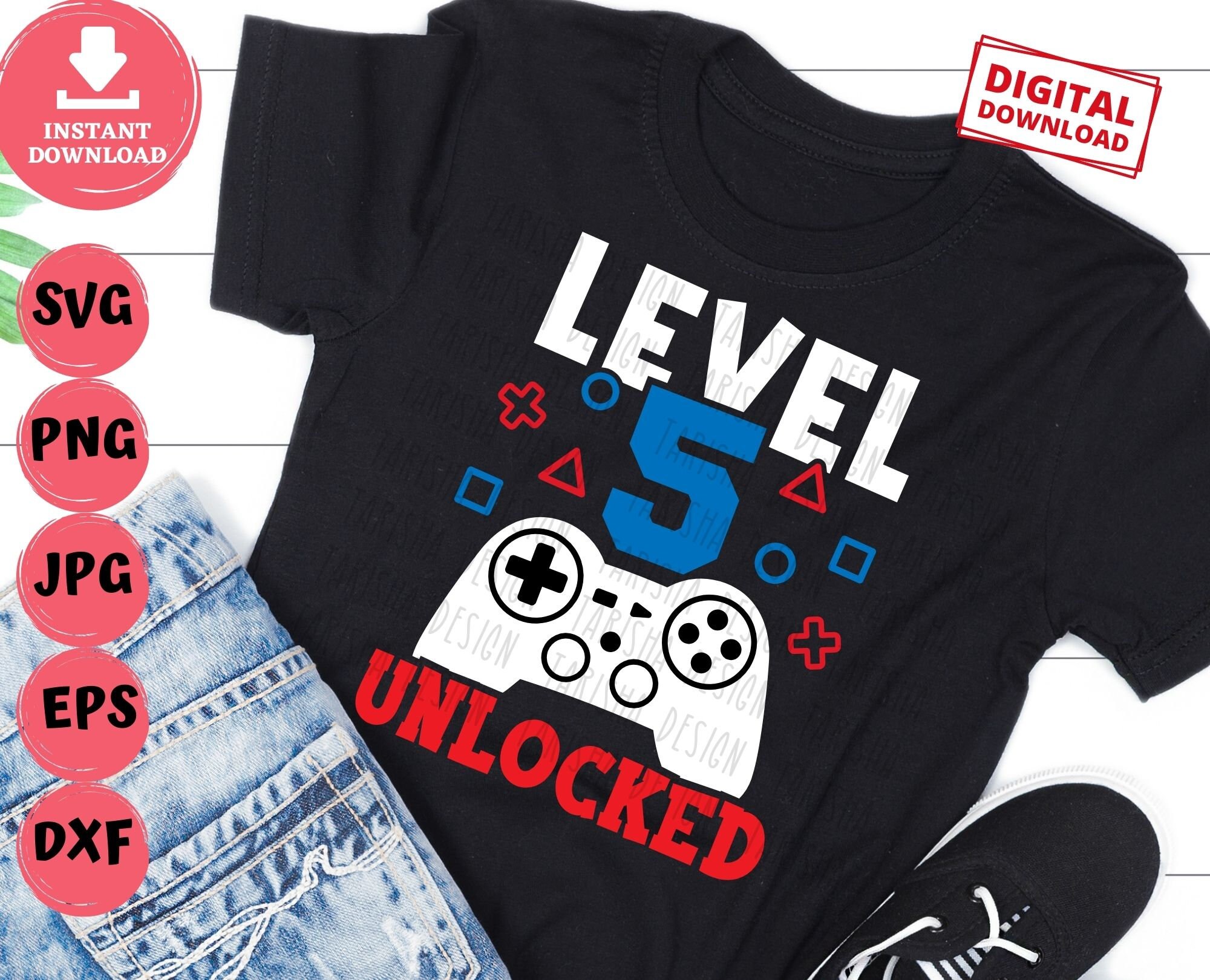 Level 5 Unlocked Svg 5th Birthday Video Games Svg Five Years - Etsy