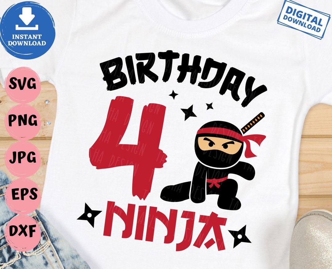 4 Birthday Ninja Svg, 4th Ninja Boys Svg, Ninja Birthday Party Svg ...