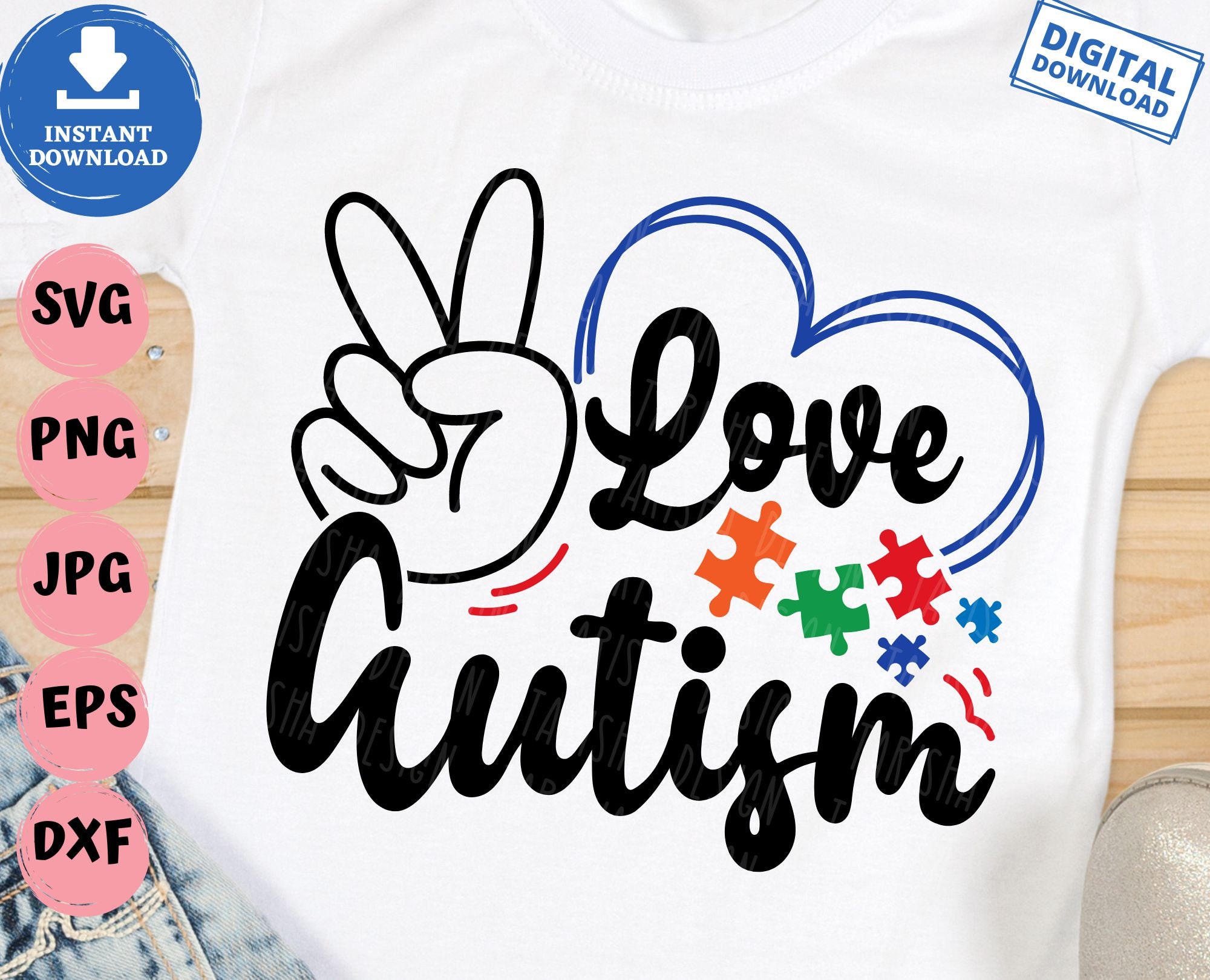 Peace Love Autism Svg Autism Puzzle Svg Autism Awareness Day Etsy
