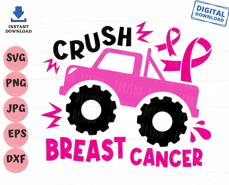 Crush Breast Cancer Monster Truck Svg, Breast Cancer Monster Truck Svg ...