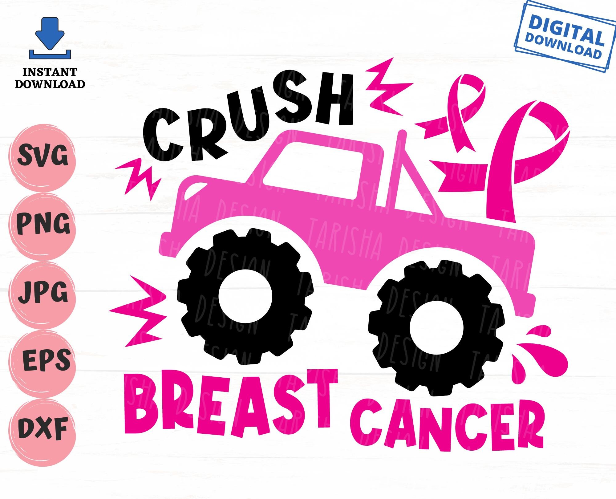 Crush Breast Cancer Monster Truck Svg, Breast Cancer Monster Truck Svg ...