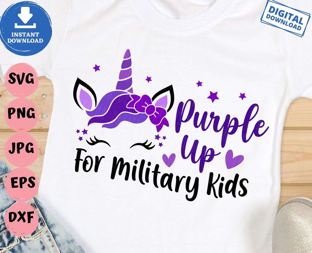 Purple up for Military Kids Unicorn Svg, Military Children Month Svg ...