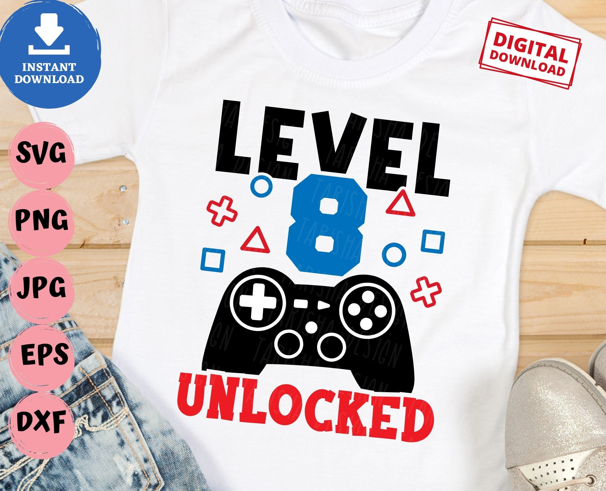 Level 8 Unlocked Svg, 8th Birthday Video Games Svg, Eight Years ...