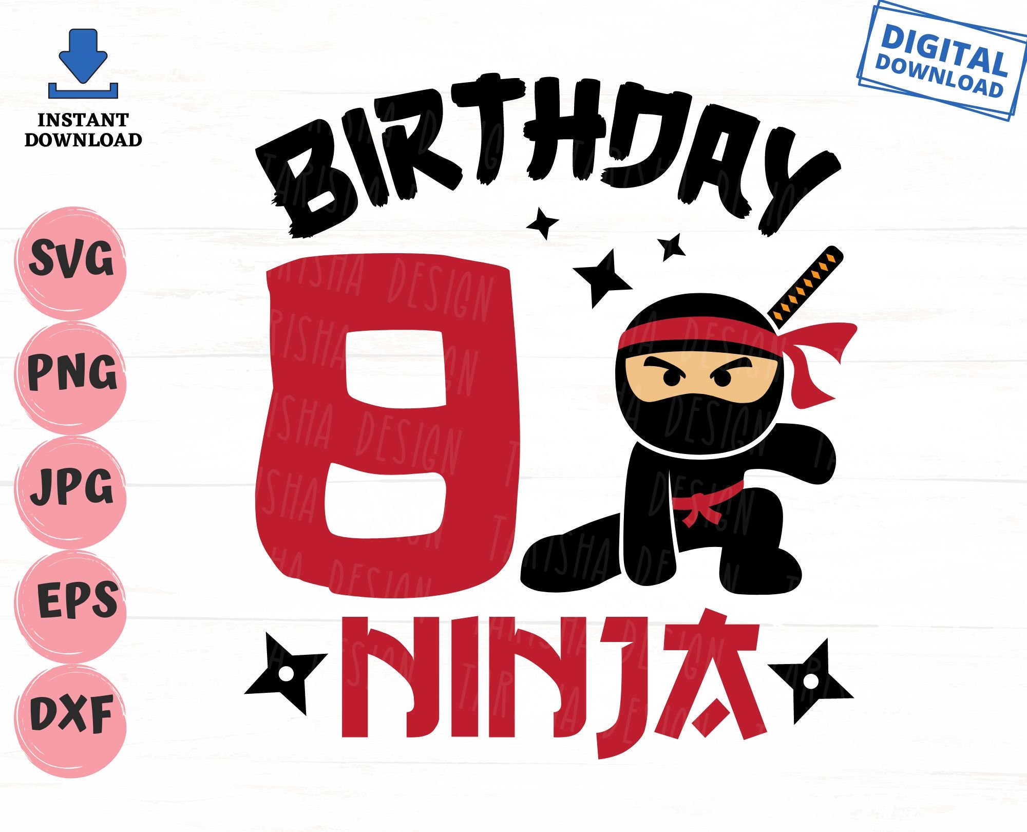 8 Ninja Birthday Svg, 8th Ninja Boys Svg, Ninja Birthday Party Svg ...