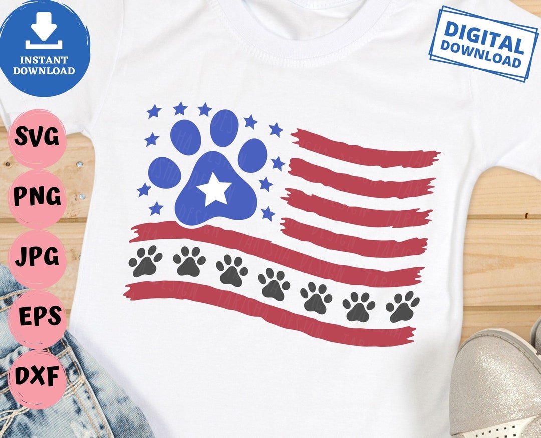 American Flag Paw Print Svg, Paw American Flag Svg, 4th of July Dog Mom ...