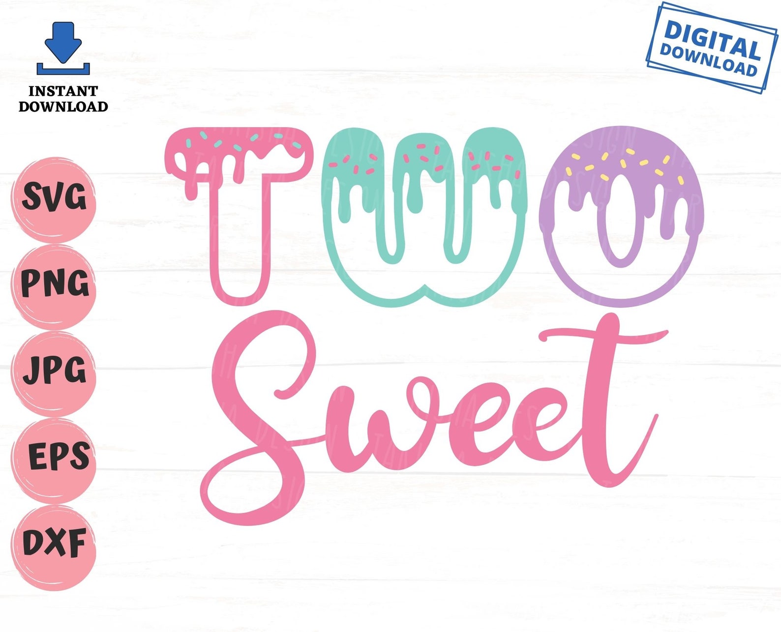 Two Sweet Svg, Girl 2nd Birthday Svg, Baby Girl Birthday Donut Svg ...