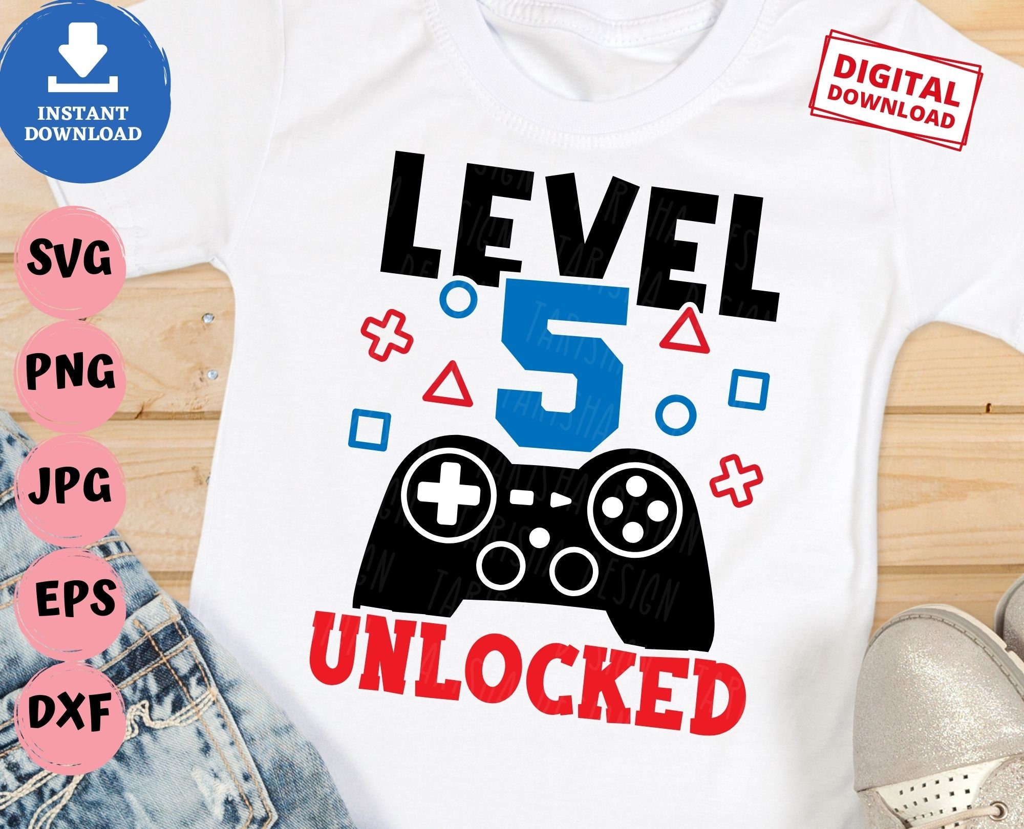Level 5 Unlocked Svg 5th Birthday Video Games Svg Five Years - Etsy