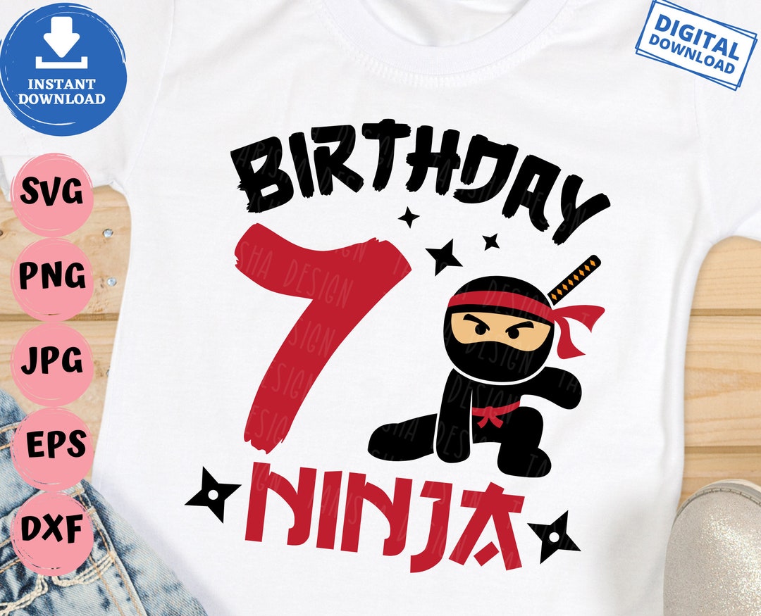 7 Ninja Birthday Svg, 7th Ninja Boys Svg, Ninja Birthday Party Svg ...