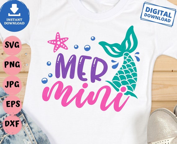 Mer Mini Svg Mer Mini With Mermaid Tail Svg Matching Mermaid - Etsy