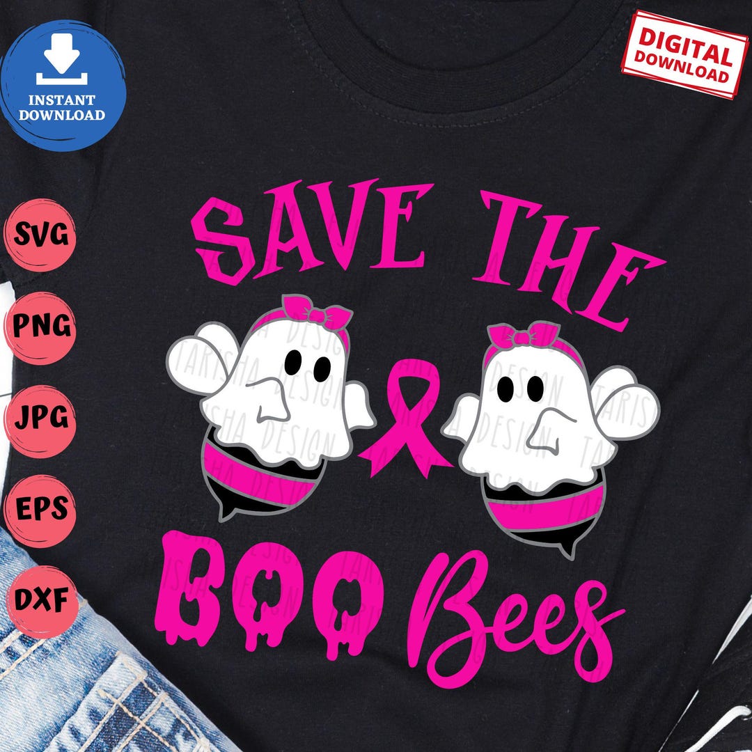 Save the Boo Bees Svg, Breast Cancer Awareness Svg, Halloween Breast ...