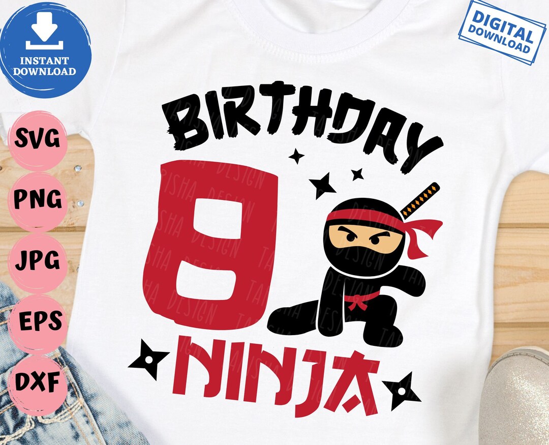8 Ninja Birthday Svg, 8th Ninja Boys Svg, Ninja Birthday Party Svg ...