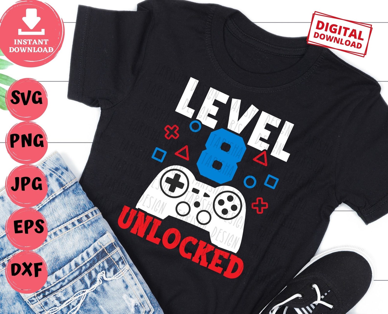 Level 8 Unlocked Svg, 8th Birthday Video Games Svg, Eight Years ...