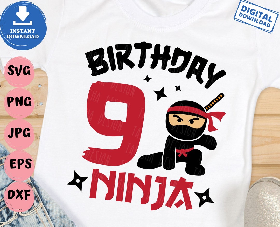 9 Birthday Ninja Svg, 9th Ninja Boys Svg, Ninja Birthday Party Svg ...