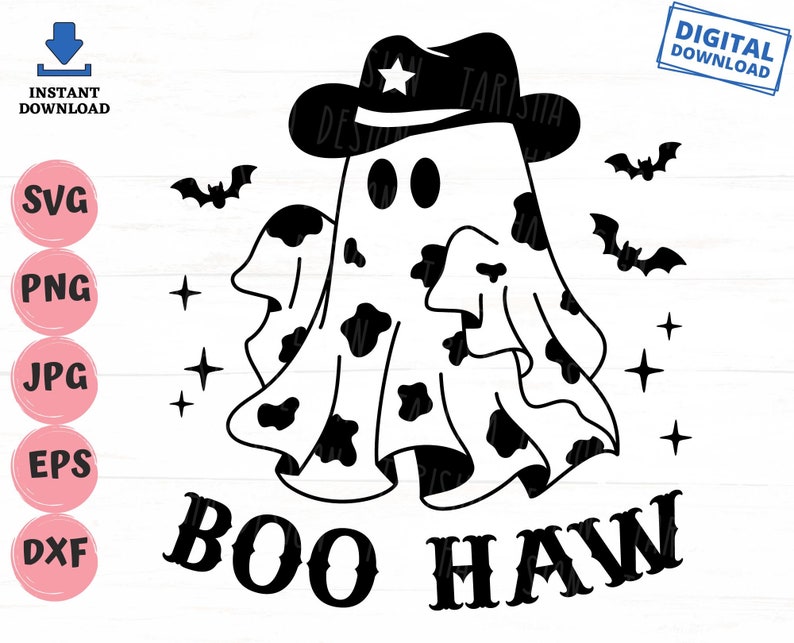 Boo Haw Svg Cowgirl Ghost Svg Cowboy Ghost Svg Western - Etsy