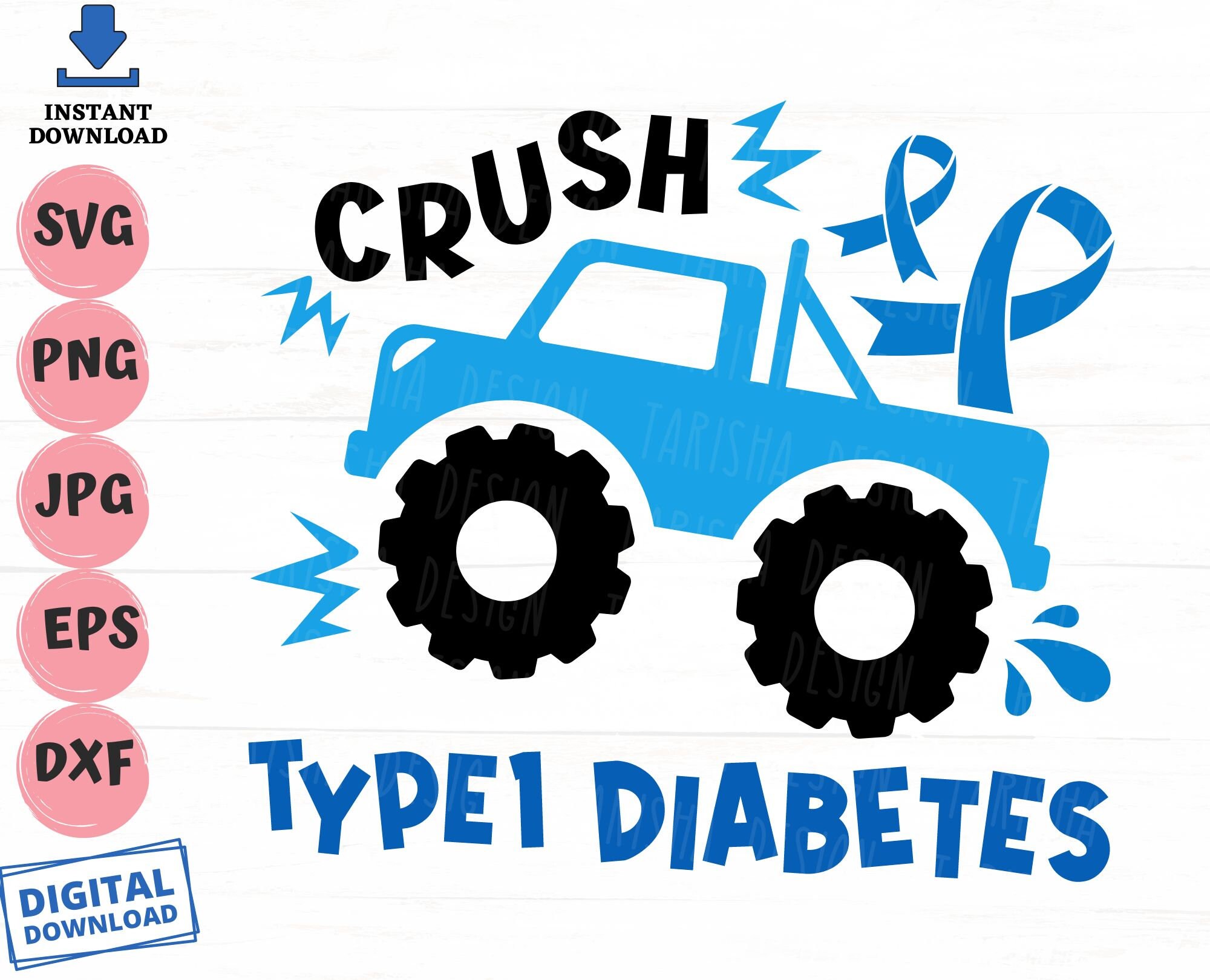 Crush Type 1 Diabetes Monster Truck Svg, Type 1 Diabetes Monster Truck ...