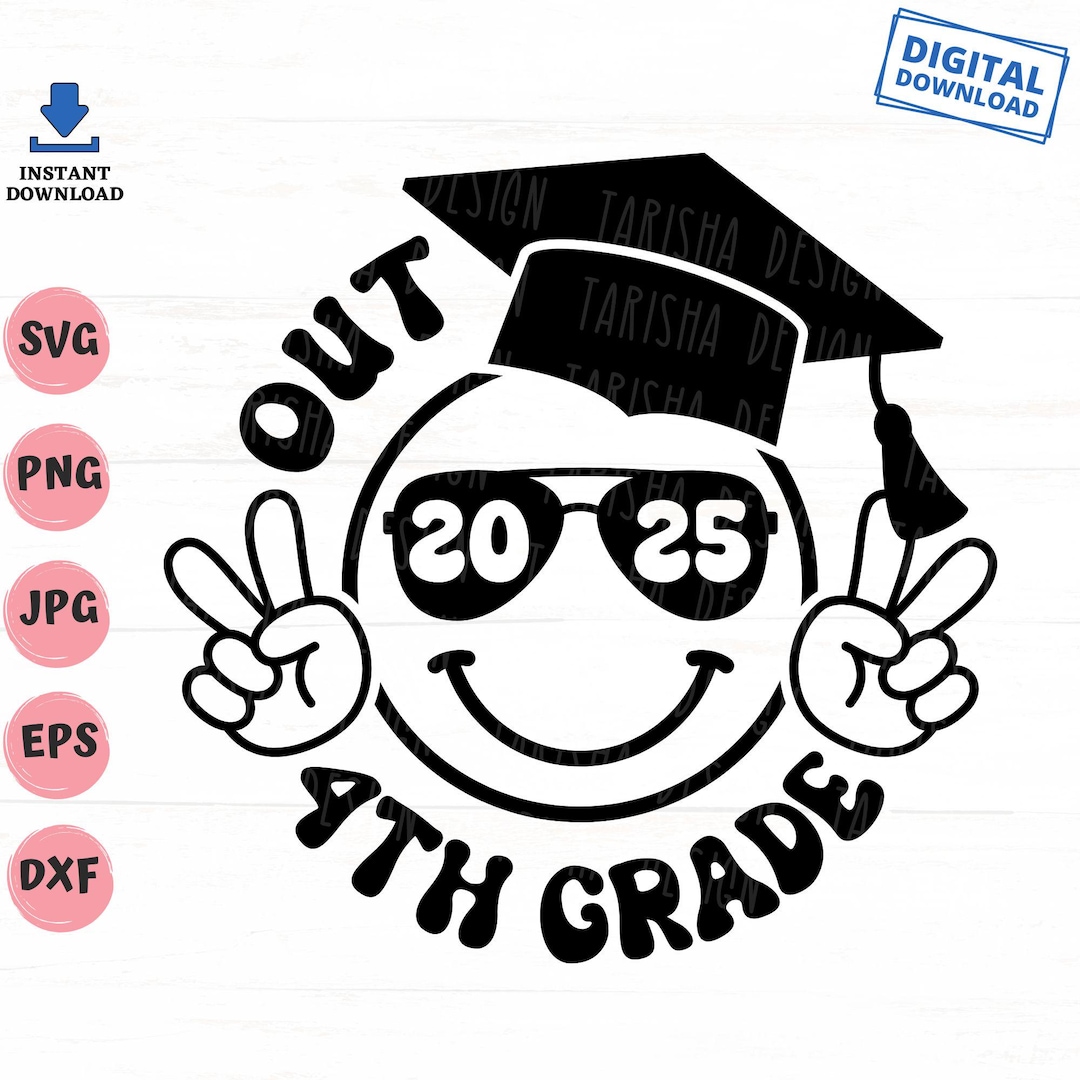 Peace Out 4th Grade 2025 Groovy Retro Svg, Peace Out Fourth Grade ...