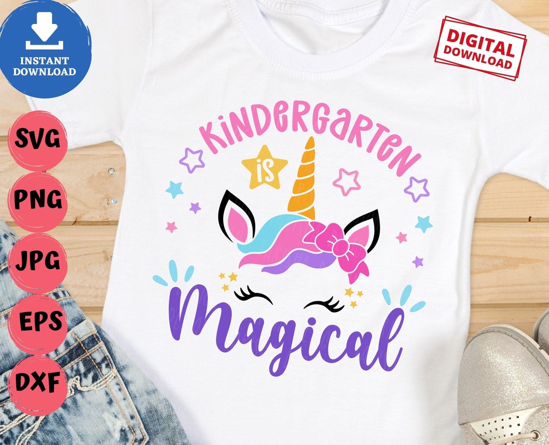 Kindergarten is Magical Svg, Girl Kindergarten Svg, Girl Back to School ...
