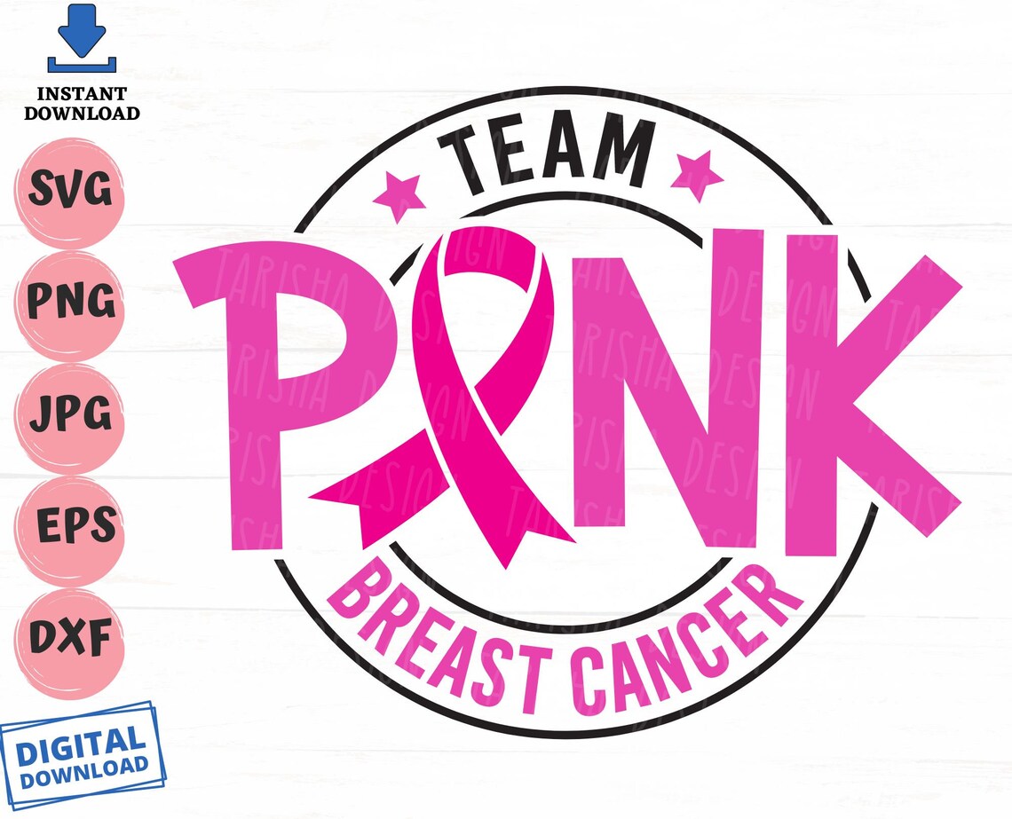 Team Pink Breast Cancer Svg, Breast Cancer Awareness Svg, Breast Cancer ...