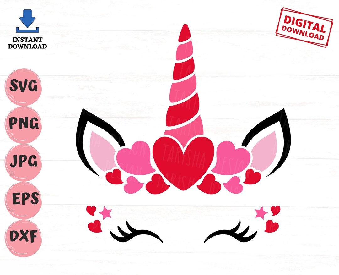 Valentines Unicorn Svg, Valentines Day Unicorn Svg, Heart Unicorn Svg ...