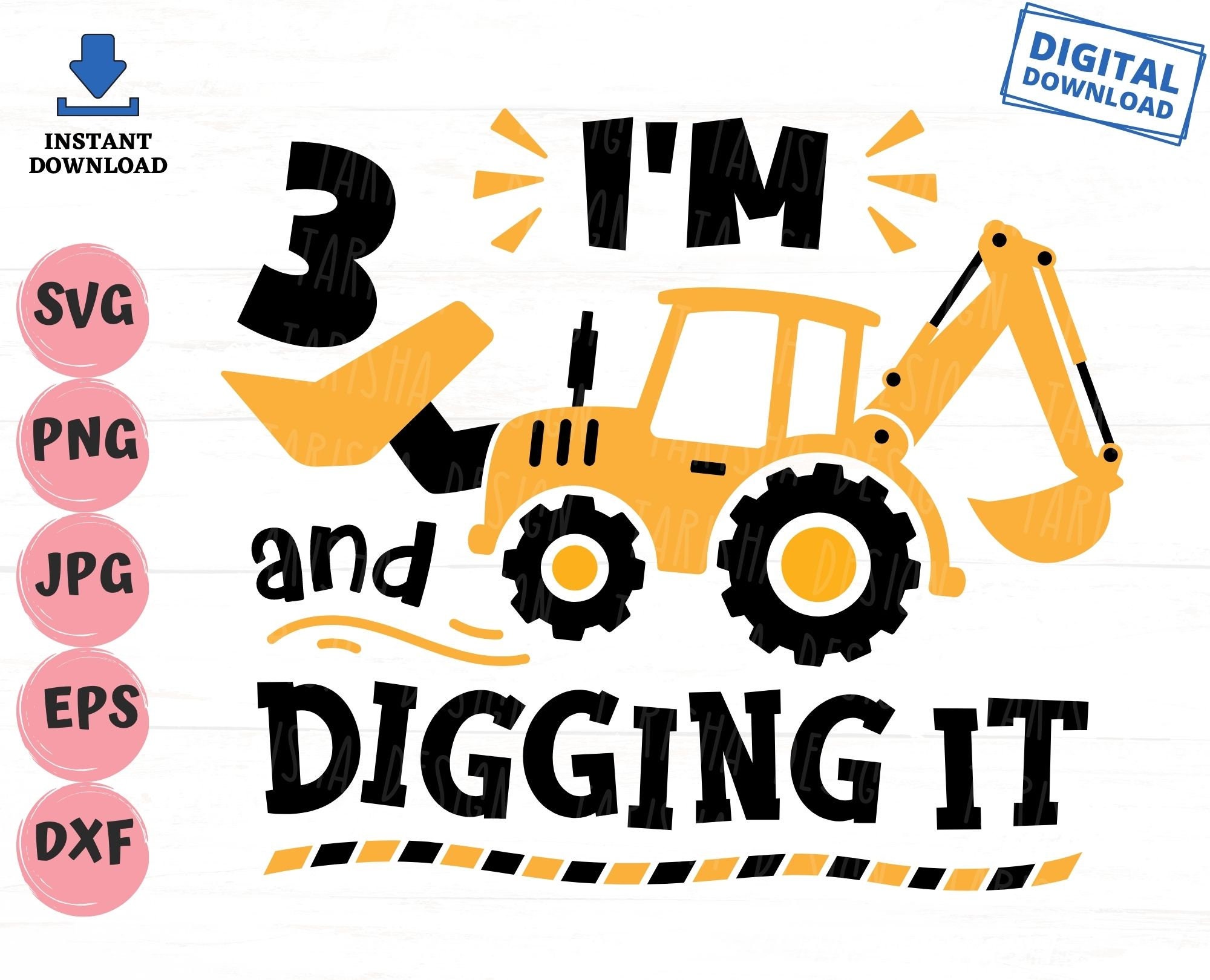 I'm 3 and Digging It Svg Third Birthday Construction - Etsy UK