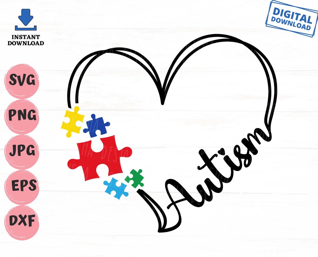 Autism Awareness Heart Svg, Autism Heart Svg, Autism Awareness Day Svg ...