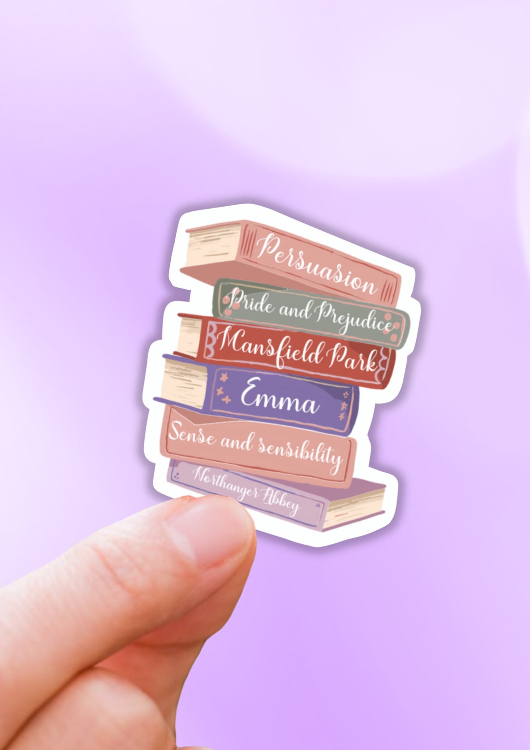 Jane Austen Themed Book Stack Die Cut Sticker, Bookish Gifts for ...
