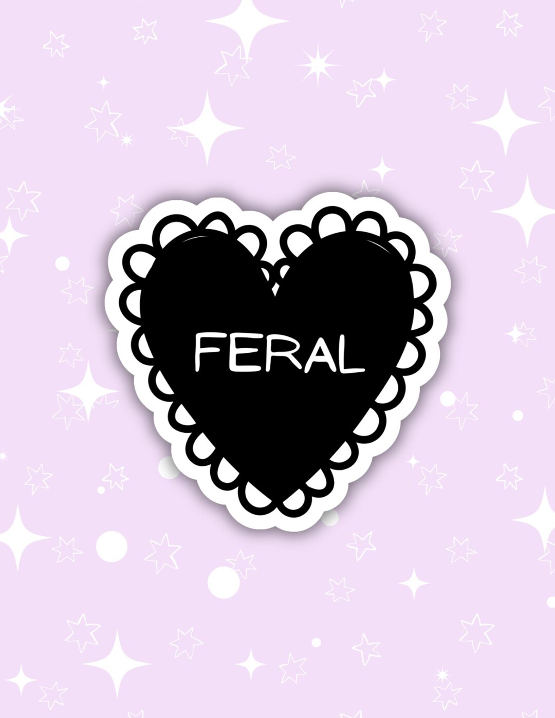 Feral Heart Sticker,black Heart, Funny Stickers, Sarcastic, Water ...