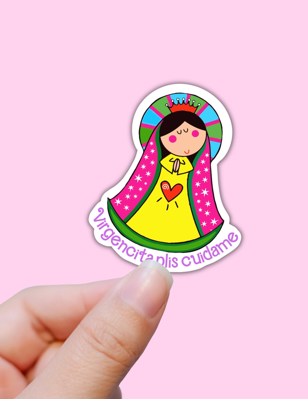 Virgencita Plis Cute Latina Sticker,laptop Decals, Water Bottle ...