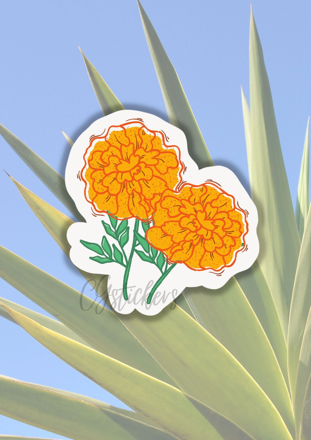 Cempasuchil Flowers Vinyl Sticker, Floral Stickers, Mexican, Latinx ...