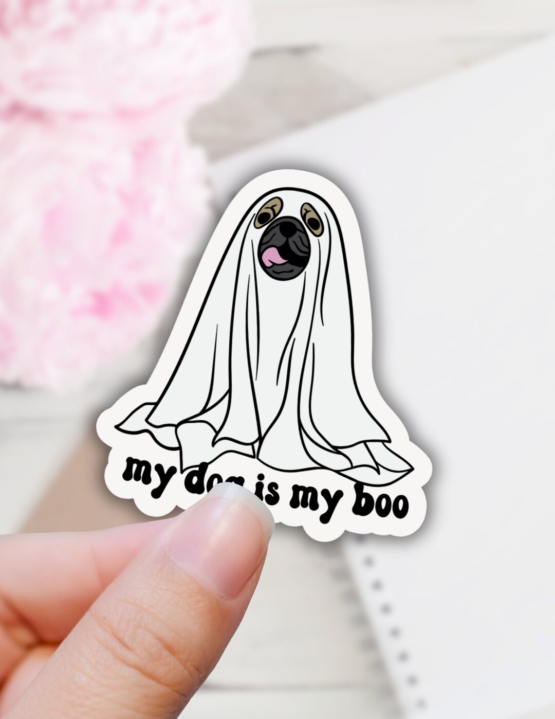 My Dog is My Boo Ghost Sticker, Dog Mom Stickers, Cute Vinyl Sticker ...