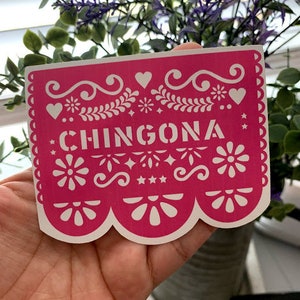 Chingona Sticker, Papel Picado Sticker, Water Bottle Sticker, Latinx ...