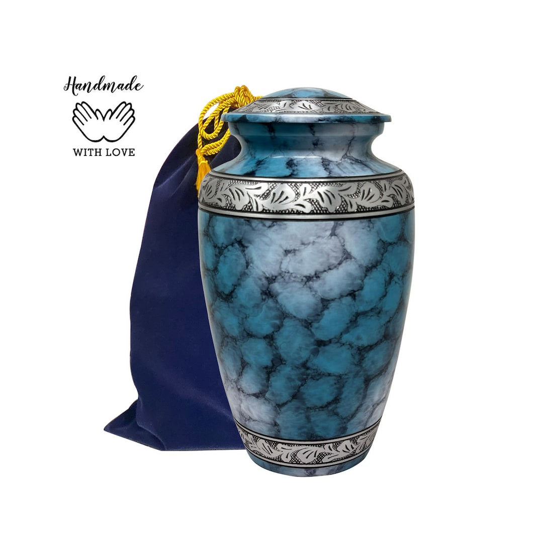 Blue Cremation Urn - Blue Sky Urn for Human Ashes - Modern Art Adult ...