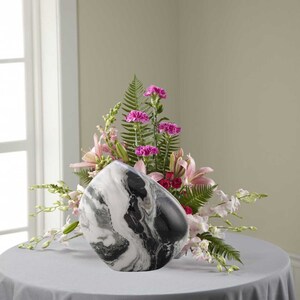 Metal Mountain Rock Urn - Panda White Marble Finish Metal Cremation Urn ...