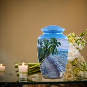 Beach Urn - Paradise Beach Cremation Urn - Tropical Beach Urn - Funeral ...