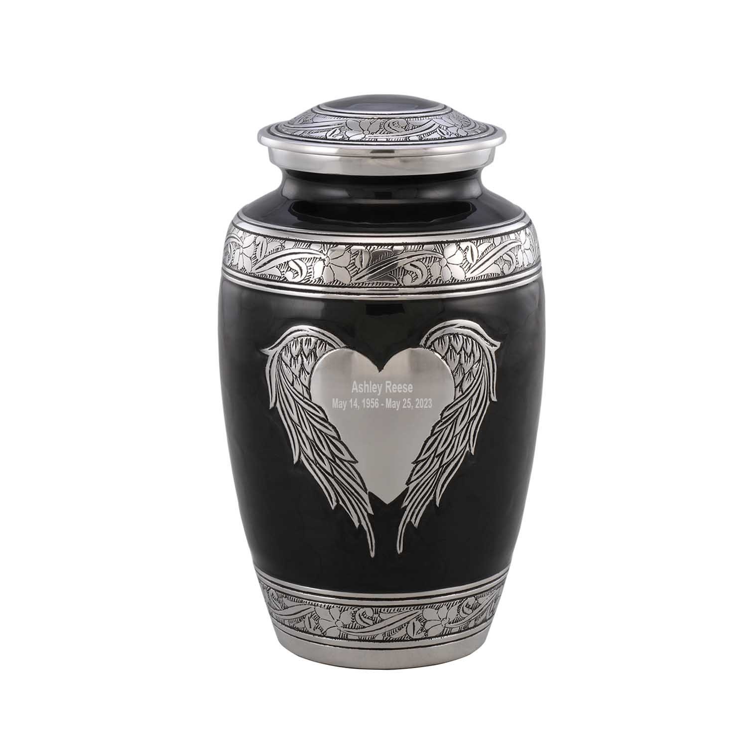 Angel Wings Cremation Urn, Black & Silver Alloy, Adult Memorial Urn - Etsy