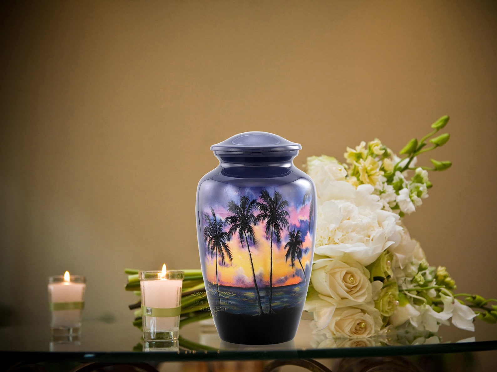 Hand Painted Beach Sunset Cremation Urn | Coastal Memorial Urn - Etsy
