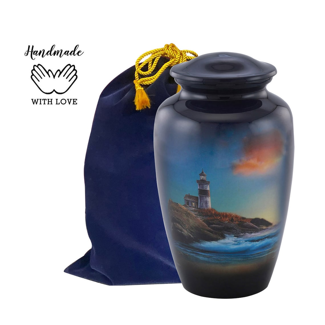 Lighthouse Cremation Urn for Ashes Hand Painted Large Light - Etsy