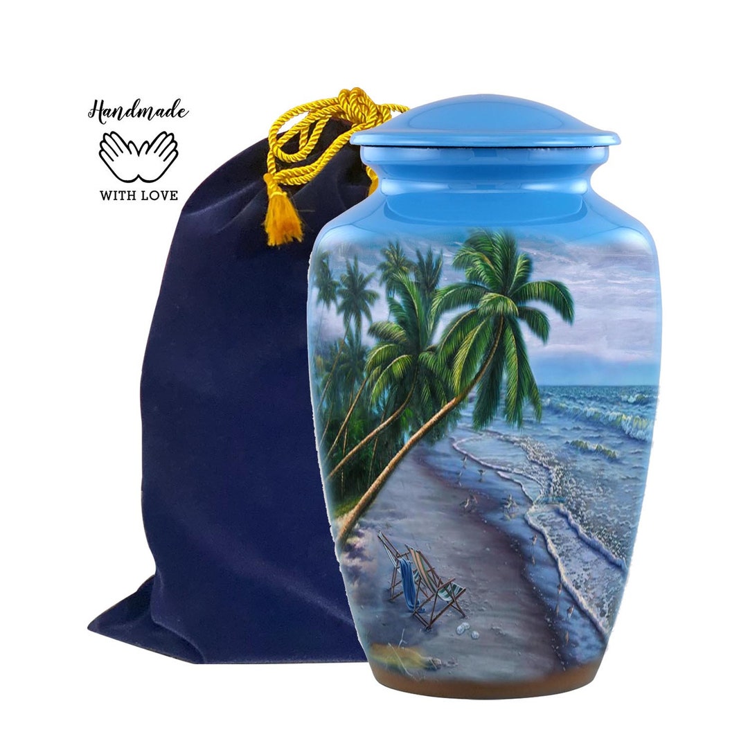 Beach Urn - Paradise Beach Cremation Urn - Tropical Beach Urn - Funeral ...