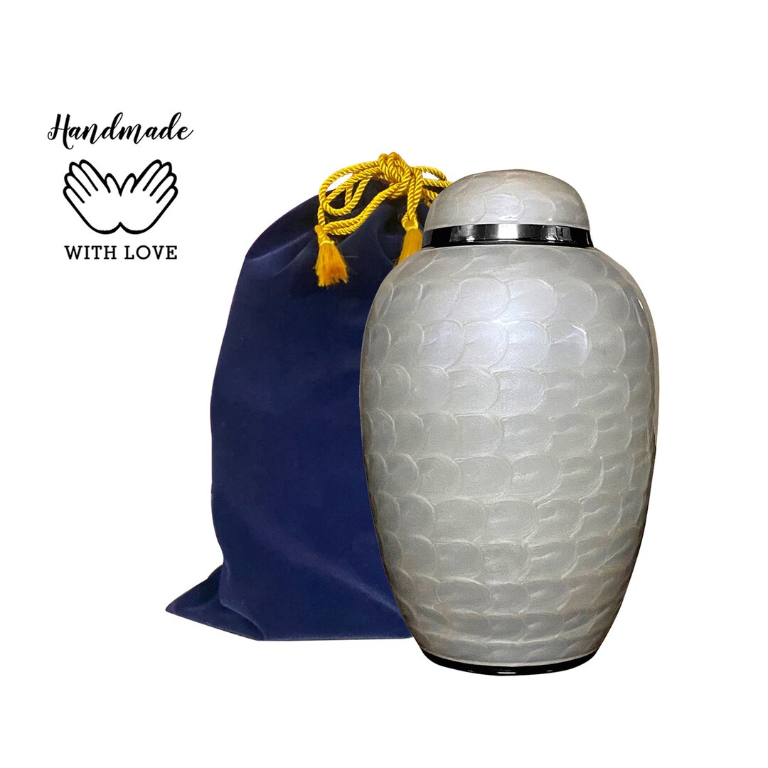 Pearl White Urn - Full Size Pearl White Cremation Urn - Silver/white ...