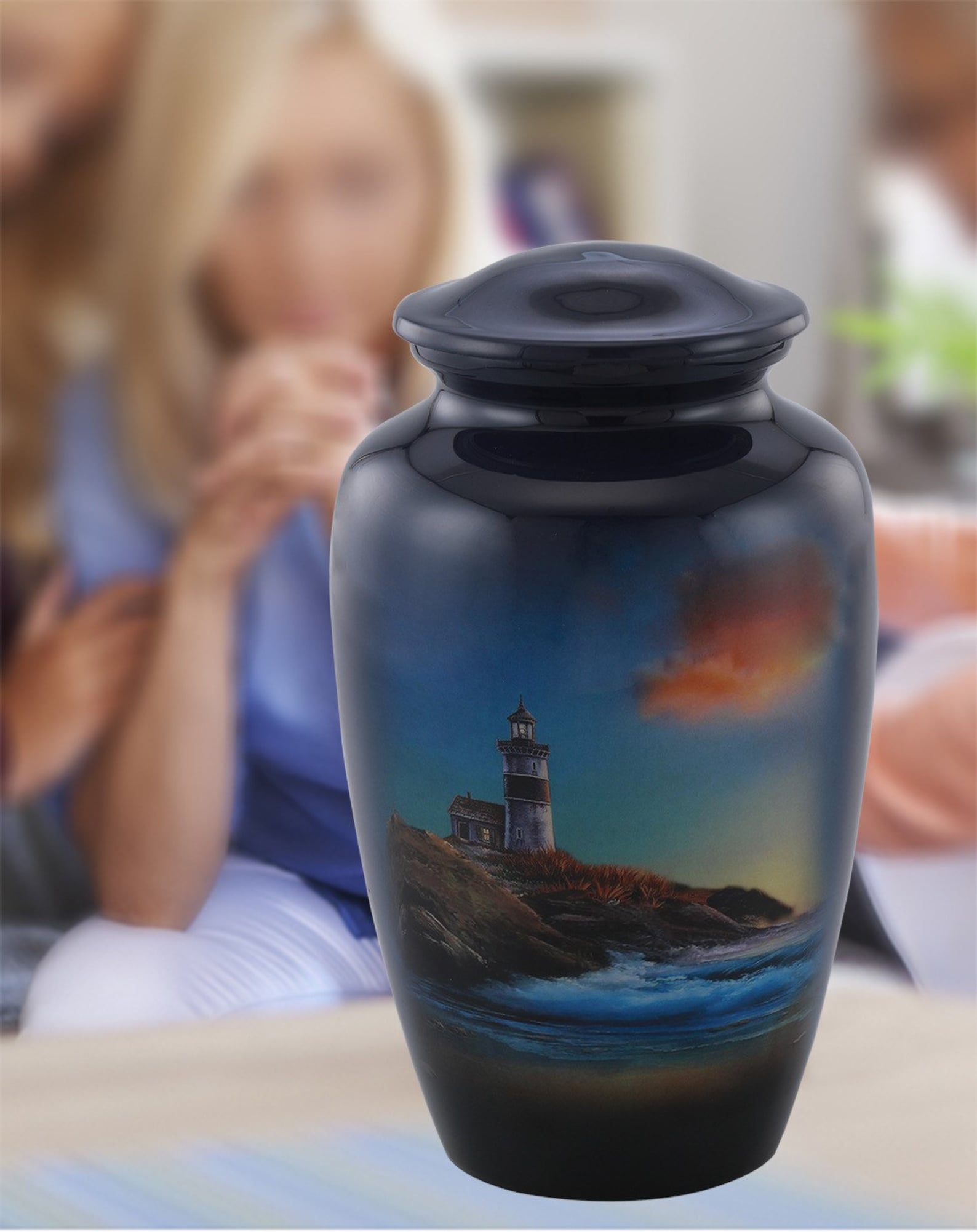Lighthouse Cremation Urn for Ashes Hand Painted Large Light - Etsy