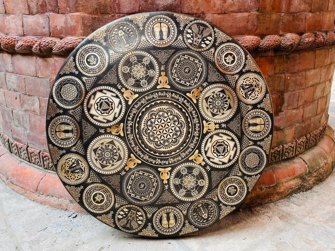 Engraved Temple Gong With Auspicious Symbols – Meditation & Healing - Etsy