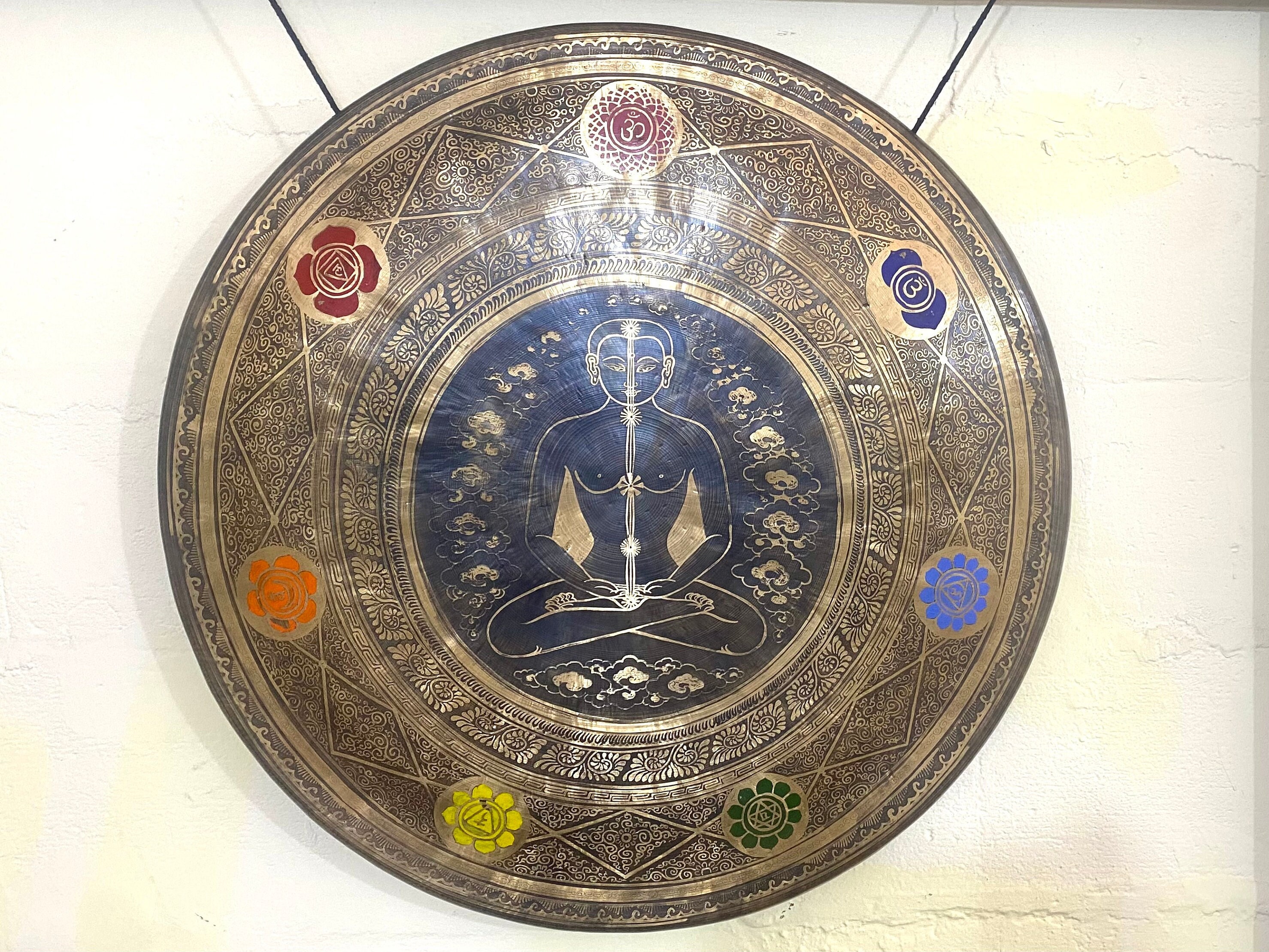 Extra Large Seven Chakra Carving Sound Healing Tibetan Gong From Nepal ...