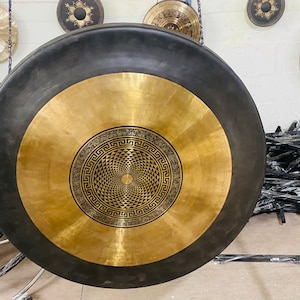 Flower of Life Engraved Golden and Black Colored Fancy Gong -available ...