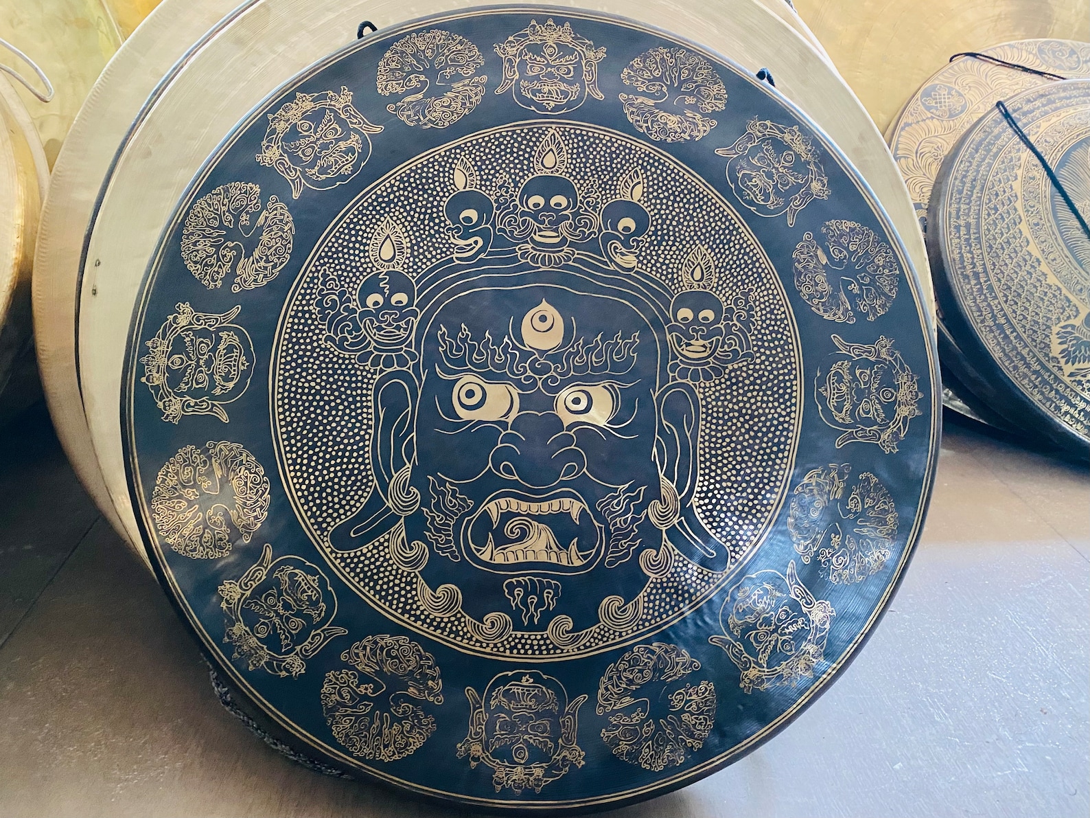 Lord Kaal Vairab With Tree of Life Adorned Fancy Gong Beautifully ...